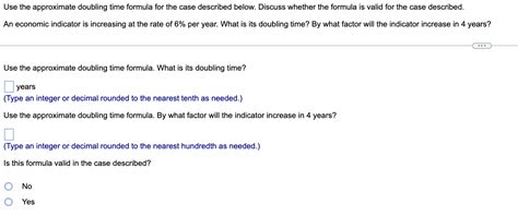 Use The Approximate Doubling Time Formula For The