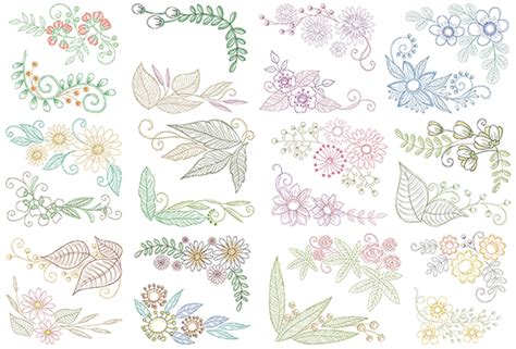 Hand Sketched Floral Borders By Reen Wilcoxson Embroidery Software By