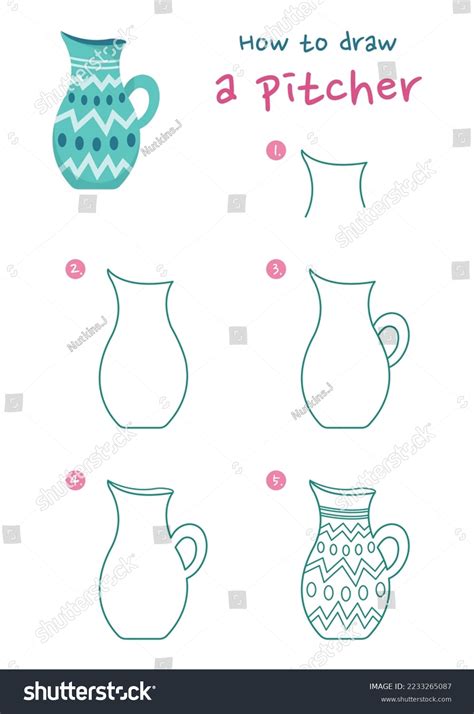 How Draw Pitcher Vector Illustration Draw Stock Vector Royalty Free