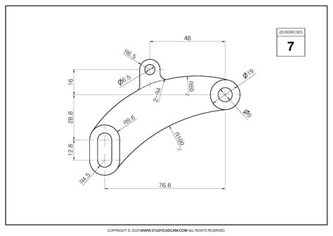 2d 캐드 연습도면 Autocad Catia 솔리드웍스 Nx Ug 스케치 연습 7