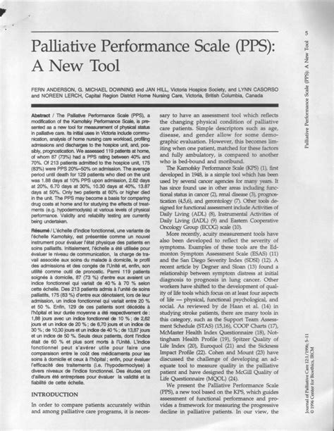 Pdf Palliative Performance Scale Pps A New Tool