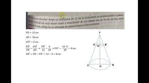 Un Con Circular Drept Cu Inaltimea De 12 Cm Se Sectioneaza Cu Un Plan