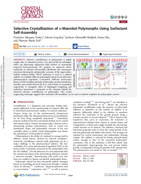 Pdf Selective Crystallization Of D Mannitol Polymorphs Using