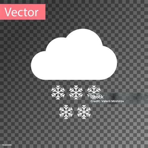 白色雲與雪圖示隔離在透明的背景雲與雪花單一天氣圖標下雪的標誌向量插圖向量圖形及更多互聯網圖片 互聯網 冬天 多雲 Istock