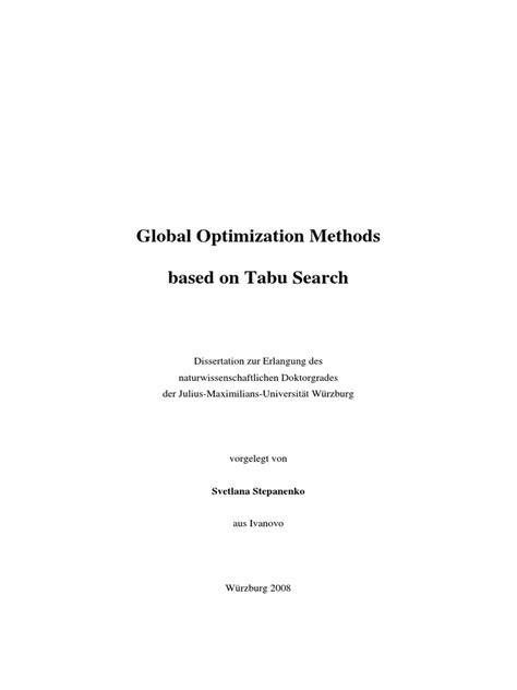 Global Optimization Methods Based On Tabu Search Pdf Metaheuristic