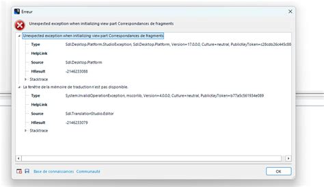 Unexpected Exception When Initializing View Part Correspondances Fragments Tm Window Is Not