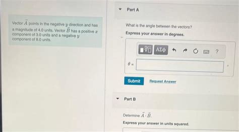 Solved Vector A Points In The Negative Y Direction And Has A