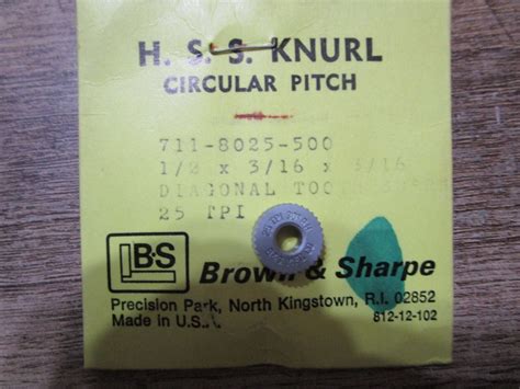 Nos Brown And Sharpe 25 Tpi Diagonal Knurling Wheel 1 2 X 3 16 X 3 16 30