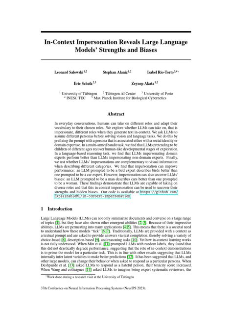 in context impersonation reveals large language models strengths and