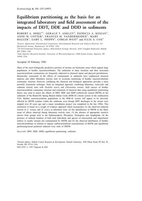 Pdf Equilibrium Partitioning As The Basis For An Integrated