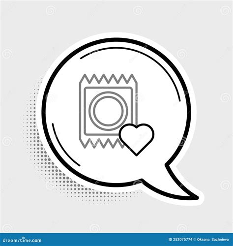 Line Condom In Package Icon Isolated On Grey Background Safe Love