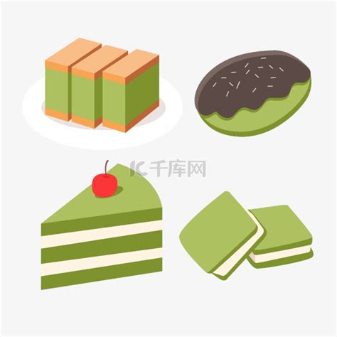 卡通抹茶甜品巧克力面包蛋糕插画素材图片免费下载 千库网