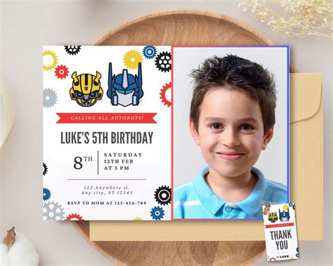 Transformer Invitation Bumblebee Robot Birthday Party Invite Optimus
