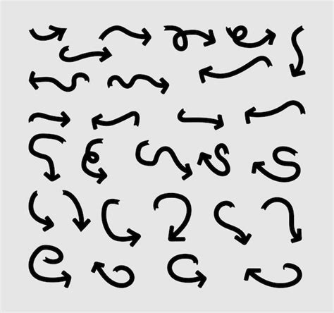 Doodle Flechas Conjunto Grande Dibujado A Mano Vector Premium