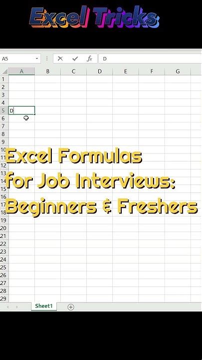 Excel Formulas For Job Interviews Beginners And Freshers Youtubeshorts Excelshorts Youtube