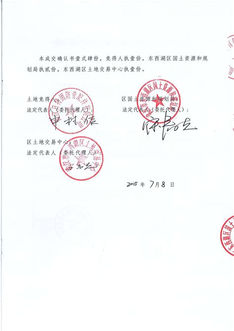 国有建设用地使用权成交确认书东土交确字 2015 第031号