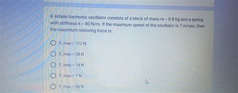 Solved A Simple Harmonic Oscillator Consists Of A Block Of Chegg