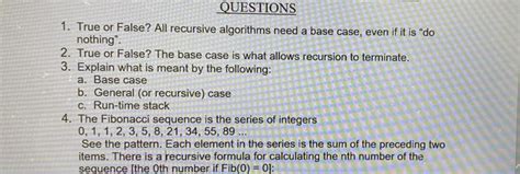 Solved Questions 1 True Or False All Recursive Algorithms