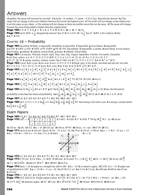 Excel Essential Skills Maths Revision And Exam Workbook 1 Year 8 Pascal Press