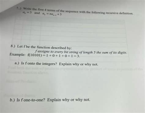 solved 7 write the first 4 terms of the sequence with the