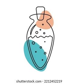 Flask Potion Style Line Art Colored Stock Vector Royalty Free
