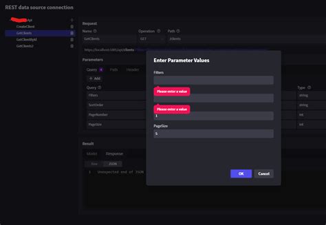 Datasource RestApi Optional Query Parameters Radzen Blazor Studio