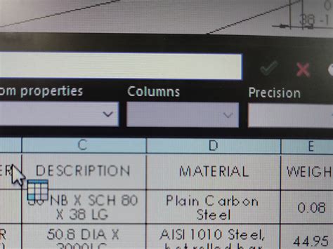 Column Field Greyed Out In Bom Solution Rsolidworks