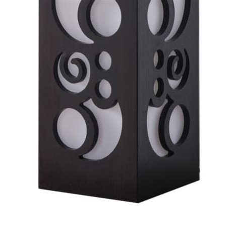 Cuboidal Wooden Frame Table Lamp With Cut Out Details Dark Brown