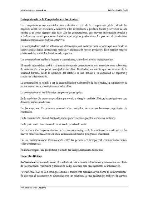Importancia De La Computadora En La Ciencia Pdf