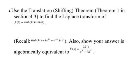 solved 4 use the translation shifting theorem theorem 1