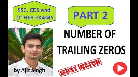 Number Of Trailing Zeros Part 2 Ssccds And For All Other