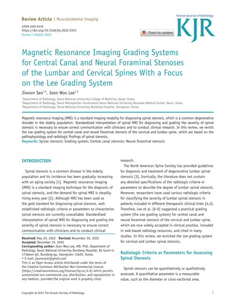 Pdf Magnetic Resonance Imaging Grading Systems For Central Canal And