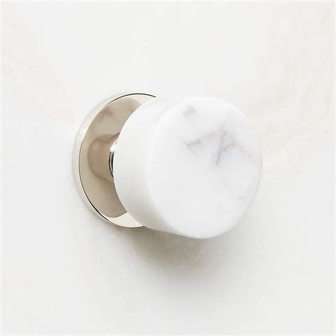 Logan Brushed Brass And Carrara Marble Knob 125 Reviews Cb2 Canada