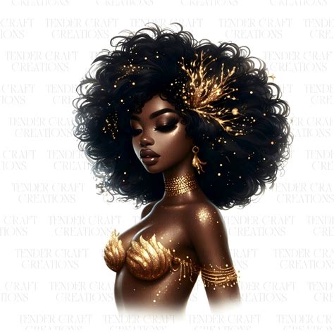 14 Black Mermaid Clipart High Quality Jpeg Printable Watercolour