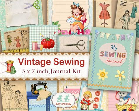 Sewing Themed Junk Journal Kit Vintage Sewing Journal Pages