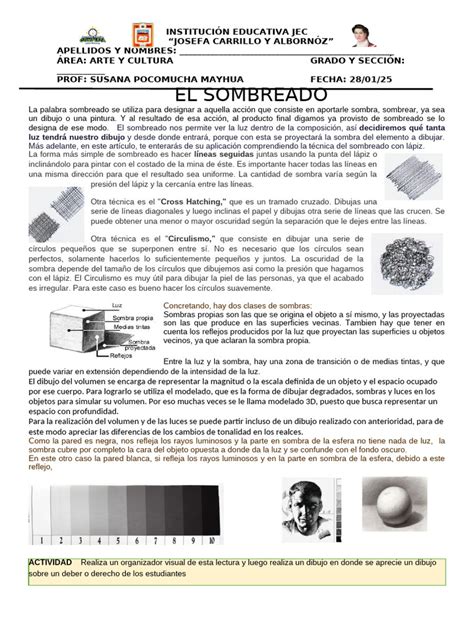 Características Del Sombreado En Dibujo Pdf Sombra Dibujo