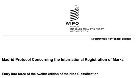 12th Edition Of The Nice Classification