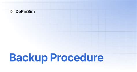 Backup Procedure Depinsim