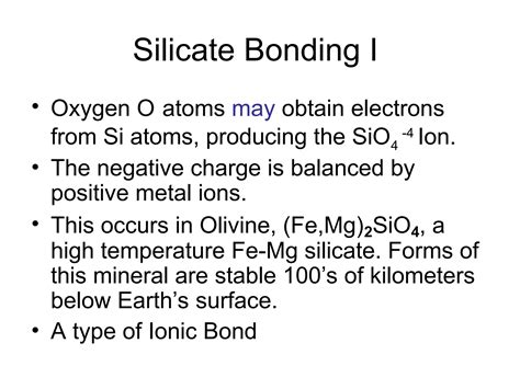 Silicates Minerals And Type Of Bonding In Silicate Mineral Ppt