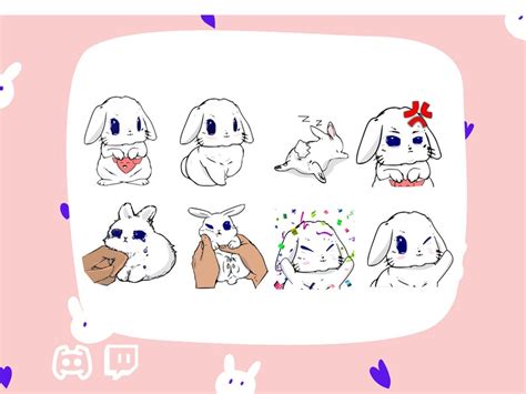 Cute Bunny Emote Pack Twitch Emotes Discord Emotes Meme Emotes Emote