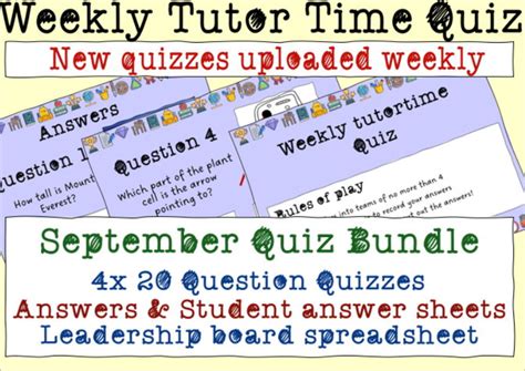 Tutor Time Quizzes September Teaching Resources