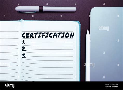 Sign Displaying Certification Business Overview Providing Someone With