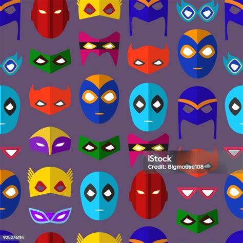 만화 슈퍼 히어로 마스크 완벽 한 패턴 배경입니다 벡터 연속무늬에 대한 스톡 벡터 아트 및 기타 이미지 연속무늬 전사 사람의 역할 광고 istock