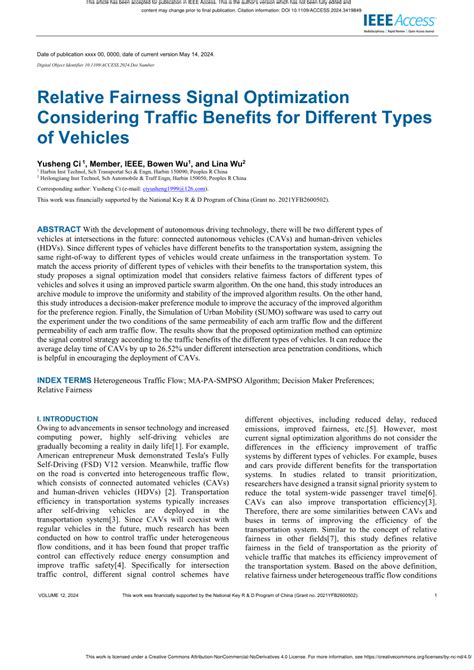 (PDF) Relative Fairness Signal Optimization Considering Traffic Benefits for Different Types of ...