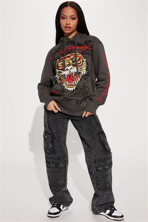 Ed Hardy Tiger Hoodie Charcoal Fashion Nova Screens Tops And