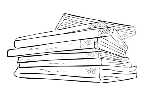 Stack Of Book Simple Hand Draw Sketch Vector At White Background Stock