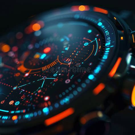 Smartwatch Displaying Iot Network Notifications Close Up Vibrant Screen Personal Tech Stock Smartwatch Displaying Iot Network Notifications Close Up Vibrant Screen Personal Tech Stock