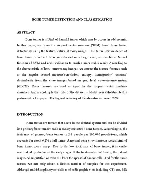 Bone Tumer Detection And Classification Pdf Support Vector Machine
