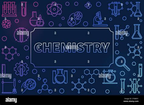 Chemistry Vector Horizontal Linear Frame With Empty Space For Text On Dark Background Stock