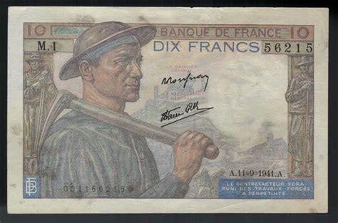 10 Francs Mineur 11 9 1941 Eurocollection Shop